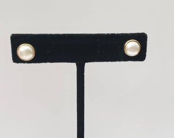 Bezel Set Pearl Earrings - Etsy