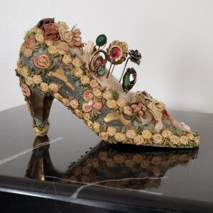 Pin Cushion With Stick Pins Vintage Shoe Floral Pattern Rare Estate ...