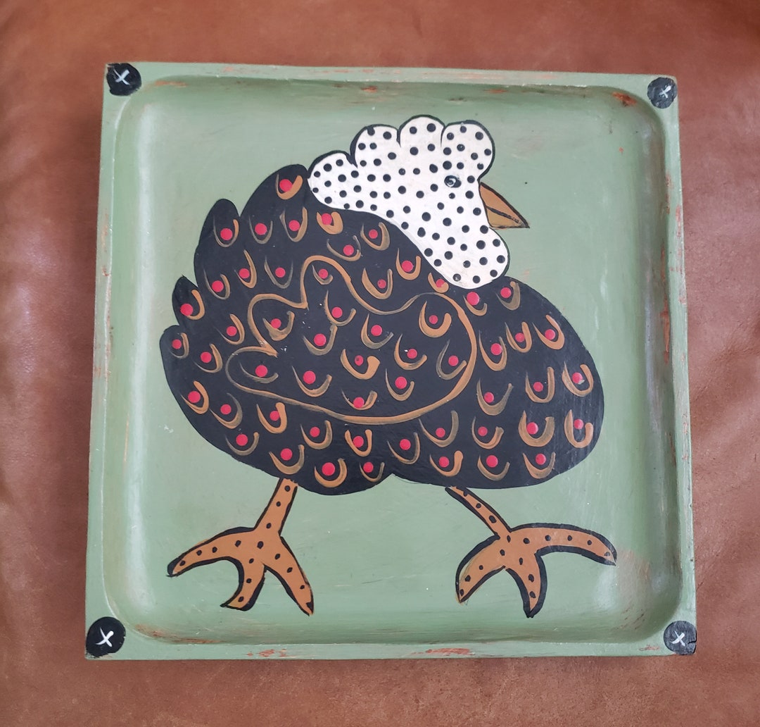 Folk Art Chicken Artist Karen S. Dittman Primitive Collectible - Etsy