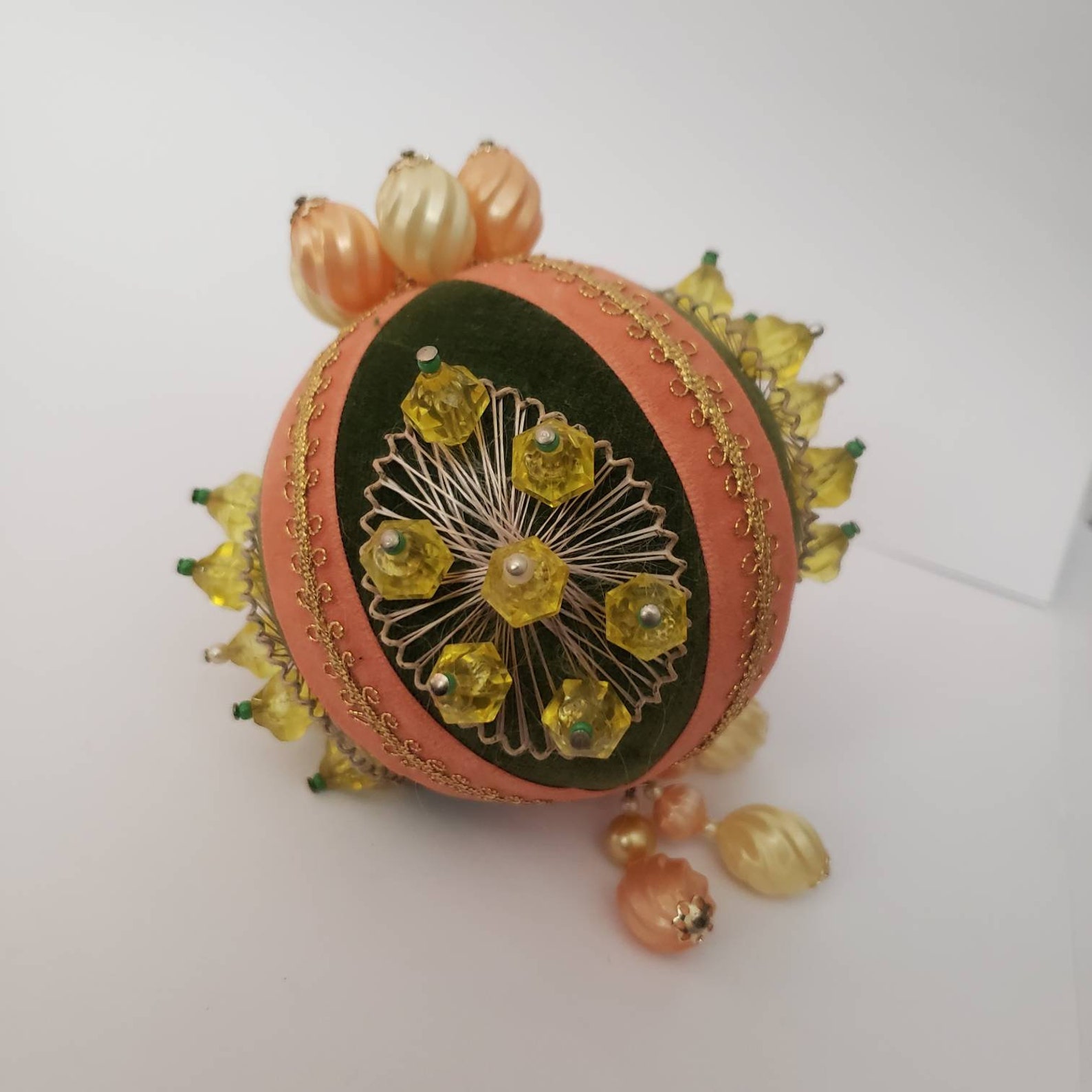 Vintage Christmas Ornament Handmade Beaded Rare Retro - Etsy