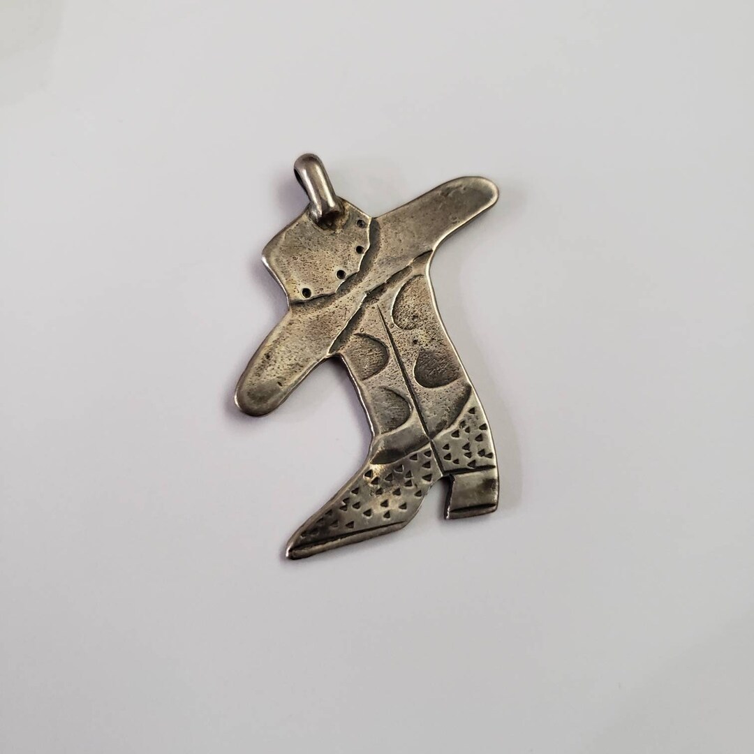 Vintage Pendant Boot Hat Western Theme Unmarked Sterling Silver Rare ...