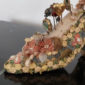 Pin Cushion With Stick Pins Vintage Shoe Floral Pattern Rare Estate ...