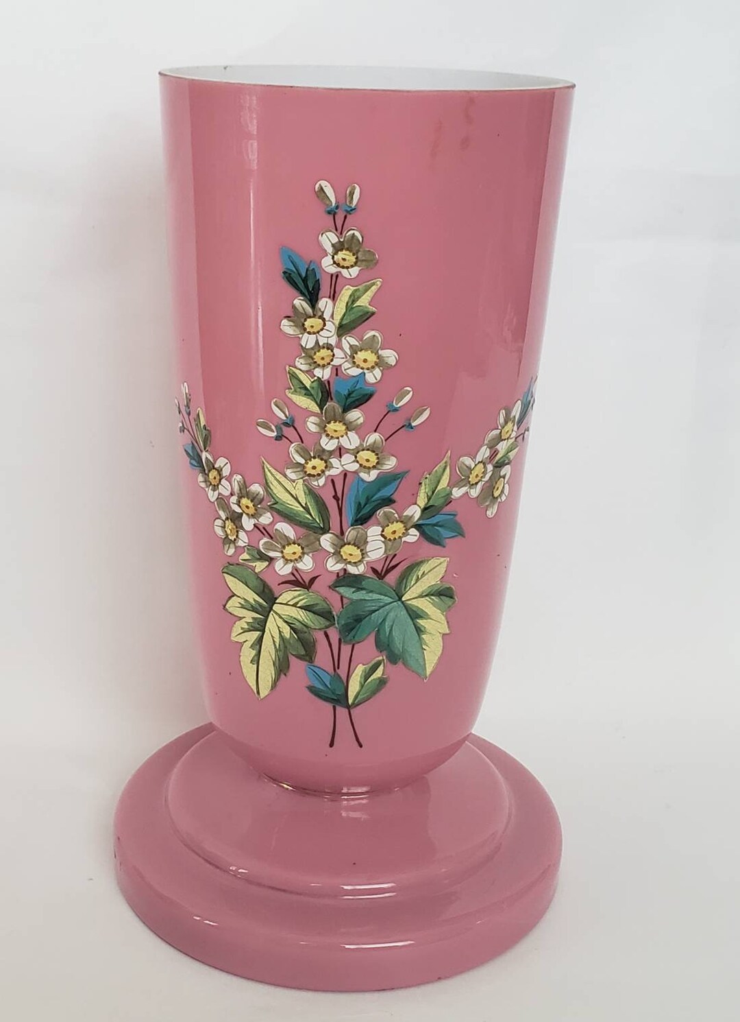 Rare Bristol Vase Pink Flower Pattern Retro Collectible - Etsy