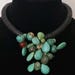 Sharon Rosenthal Designer Statement Beaded Necklace Teal Green Stone ...