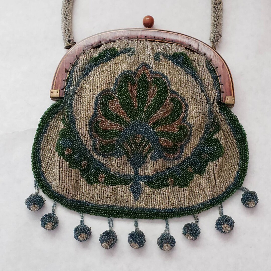Rare Antique Beaded Handbag Unique Early With Dangles Collectible Purse ...