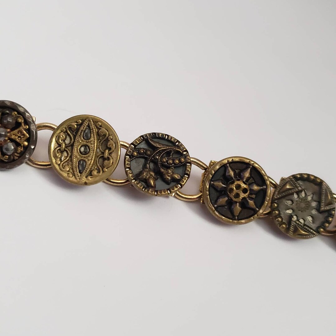 Vintage Bracelet Antique Buttons Rare Retro Collectible Costume Jewelry ...