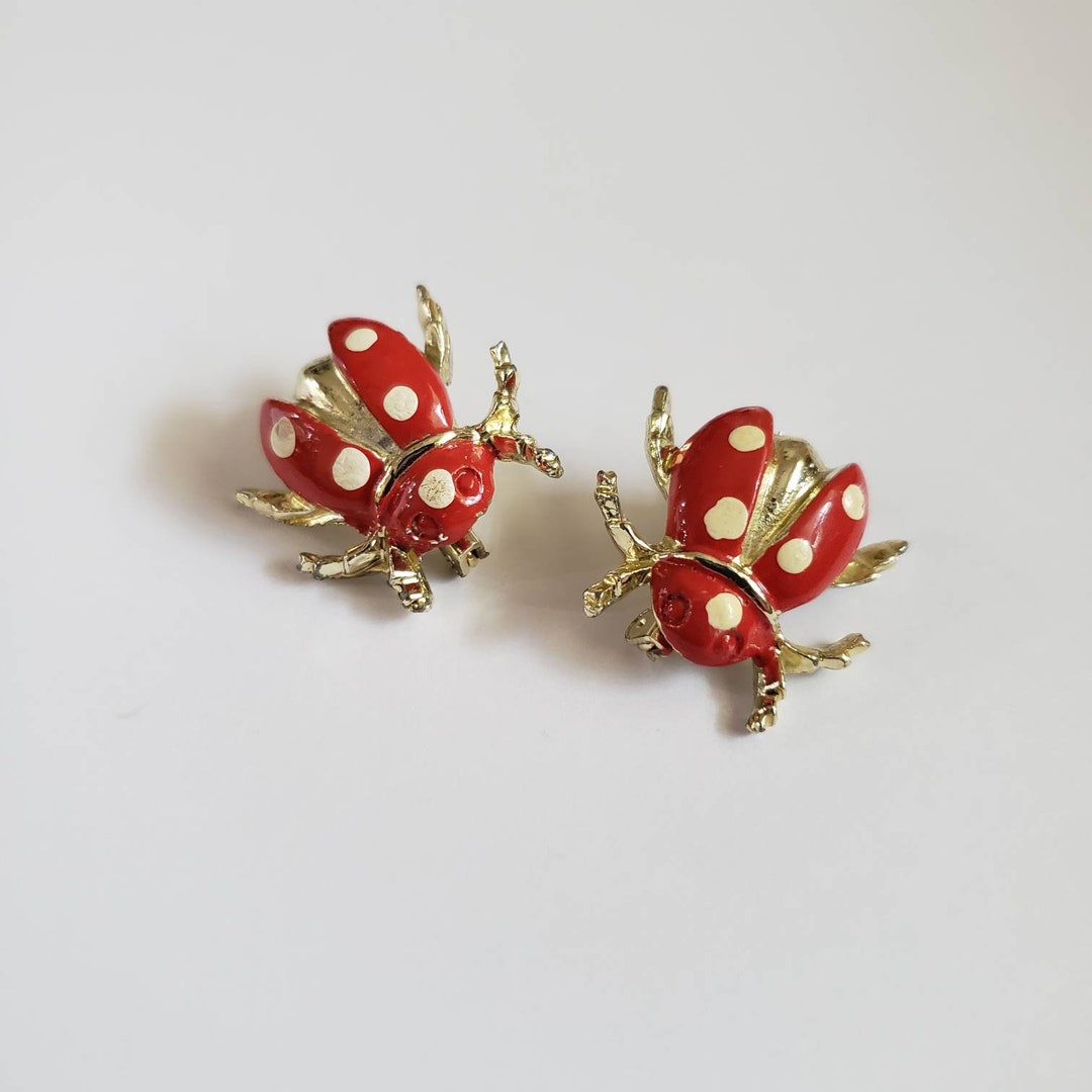 Vintage Pin Lot Lady Bug Red White Polka Dot Rare Retro Collectible Pin ...