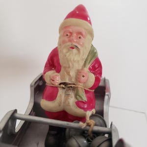 Celluloid Santa Claus on Sled Figurine Christmas Early Rare Retro ...