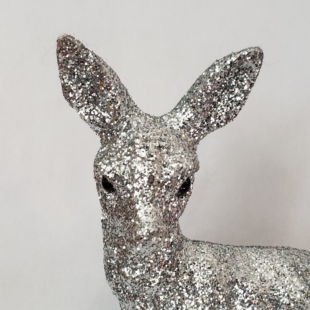 Deer Figurine Silver Sparkle Insch Deko Handwerk Germany Christmas Rare ...