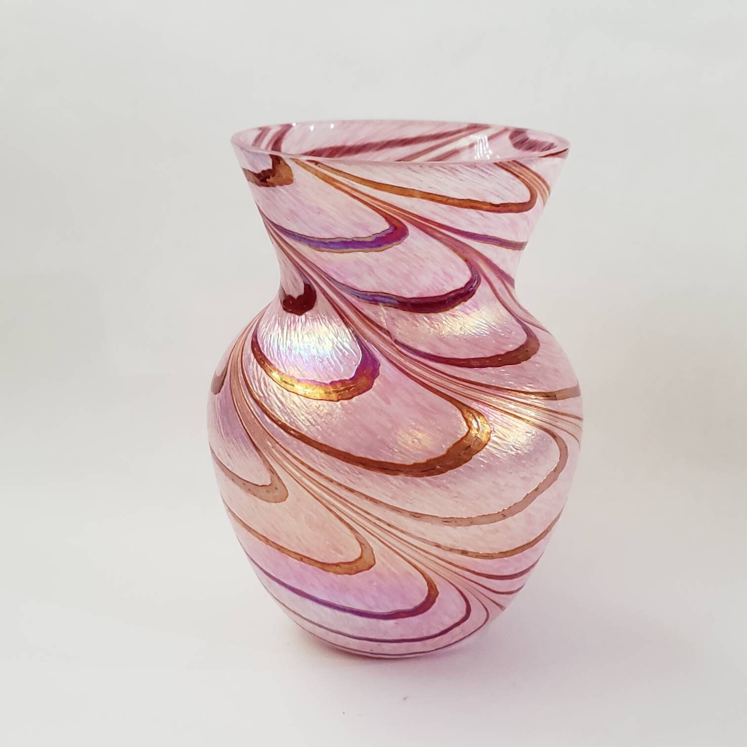 Art Glass Pink Vase Swirl Pattern Collectible Studio Glass - Etsy