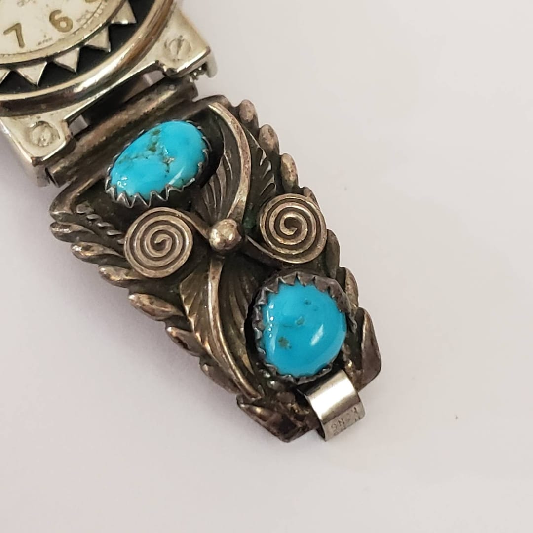 Watch Band Watch Tips Sterling Silver Turquoise Marked C - Etsy