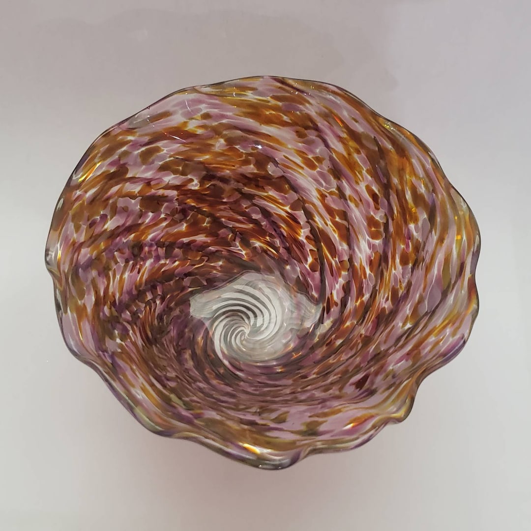 Art Glass Bowl Swirl Pattern Collectible Studio Glass - Etsy