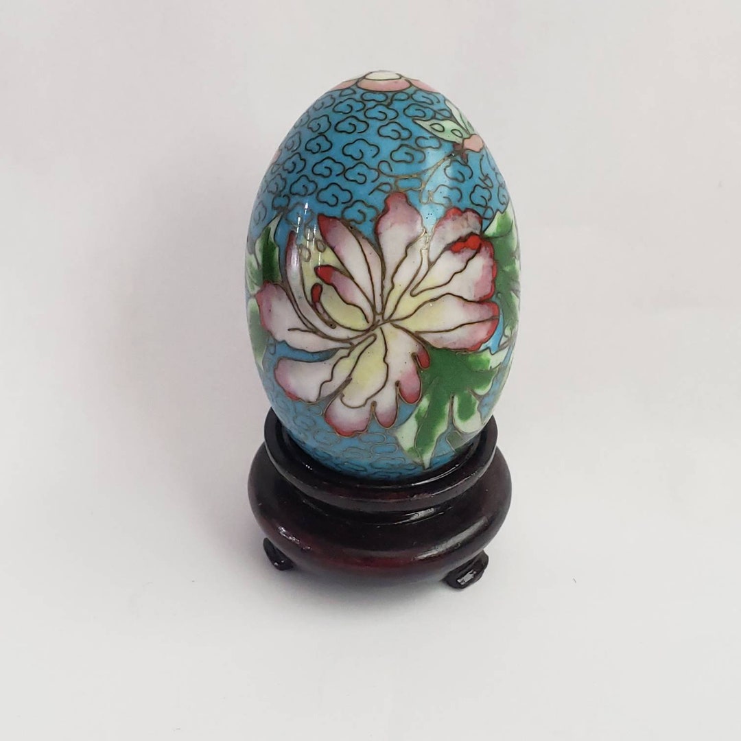 Vintage Cloisonne Egg Decor Flower Pattern Floral Retro Collectible - Etsy