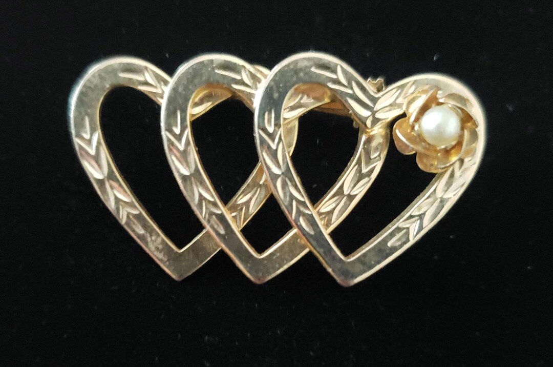 Brooch Hearts Retro Collectible Pin Costume Jewelry Fashion - Etsy