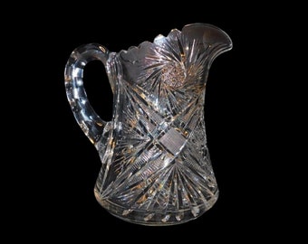 Antique Brilliant Cut Tall Crystal Pitcher, Circa 1900-1910 in Mint ...