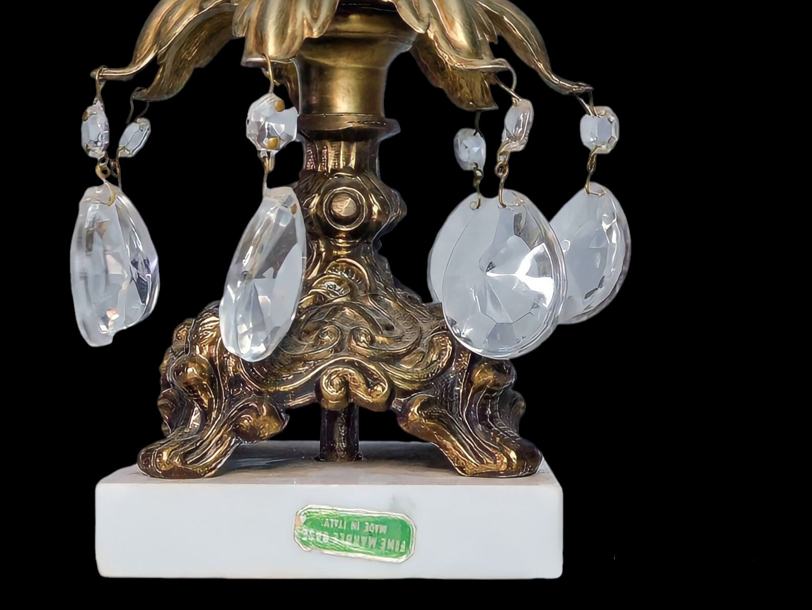 Vintage Italian Made Crystal and Brass Compote on Marble - Etsy