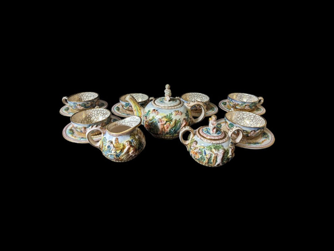Vintage Capodimonte Figural Gold Gilded Tea Set of Fifteen - Etsy