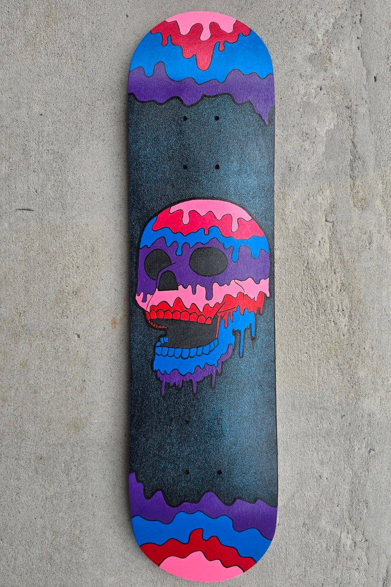 Skull Drip Skateboard - Etsy