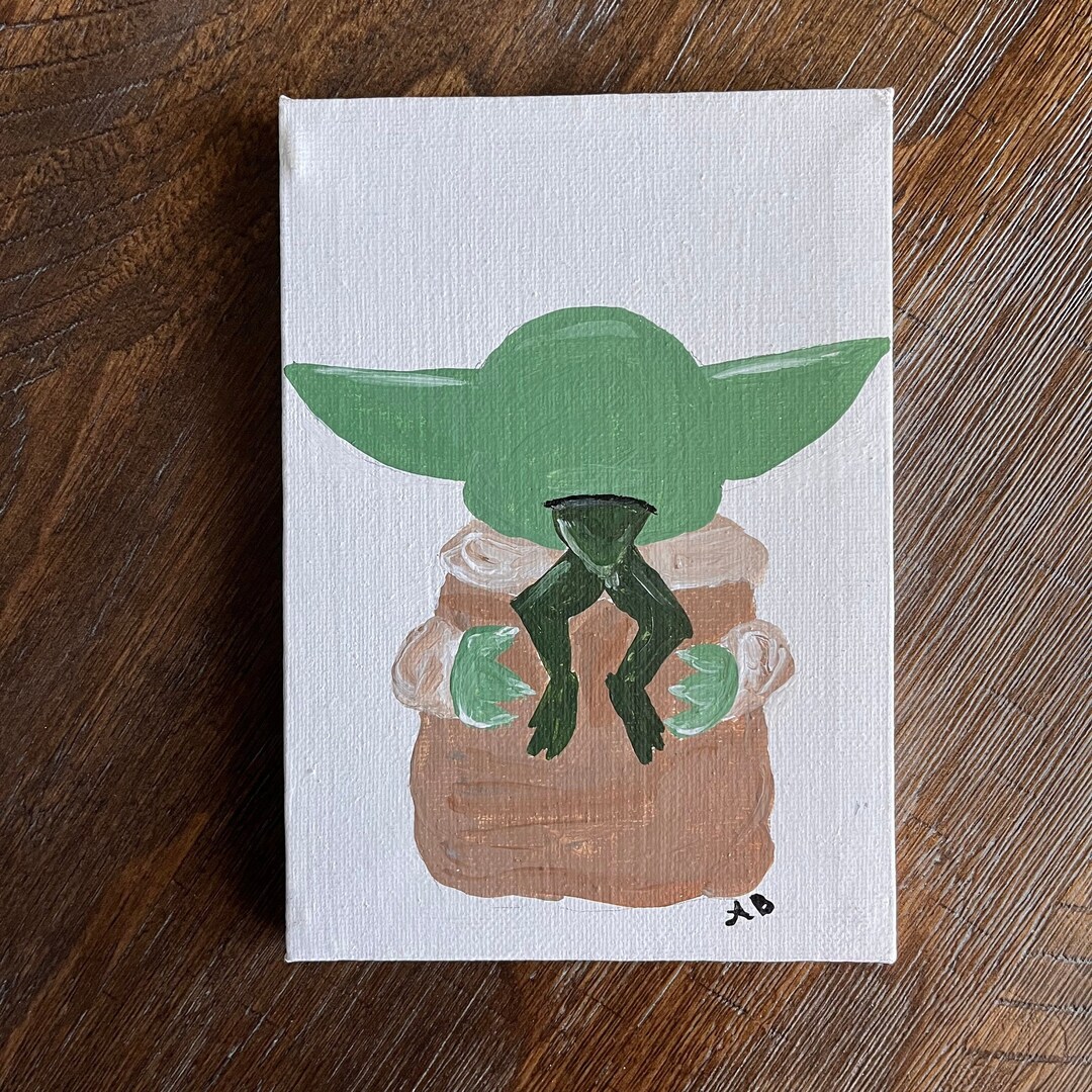 Snack Time Grogu Painting. Grogu Art. Baby Yoda Art. Baby Yoda - Etsy