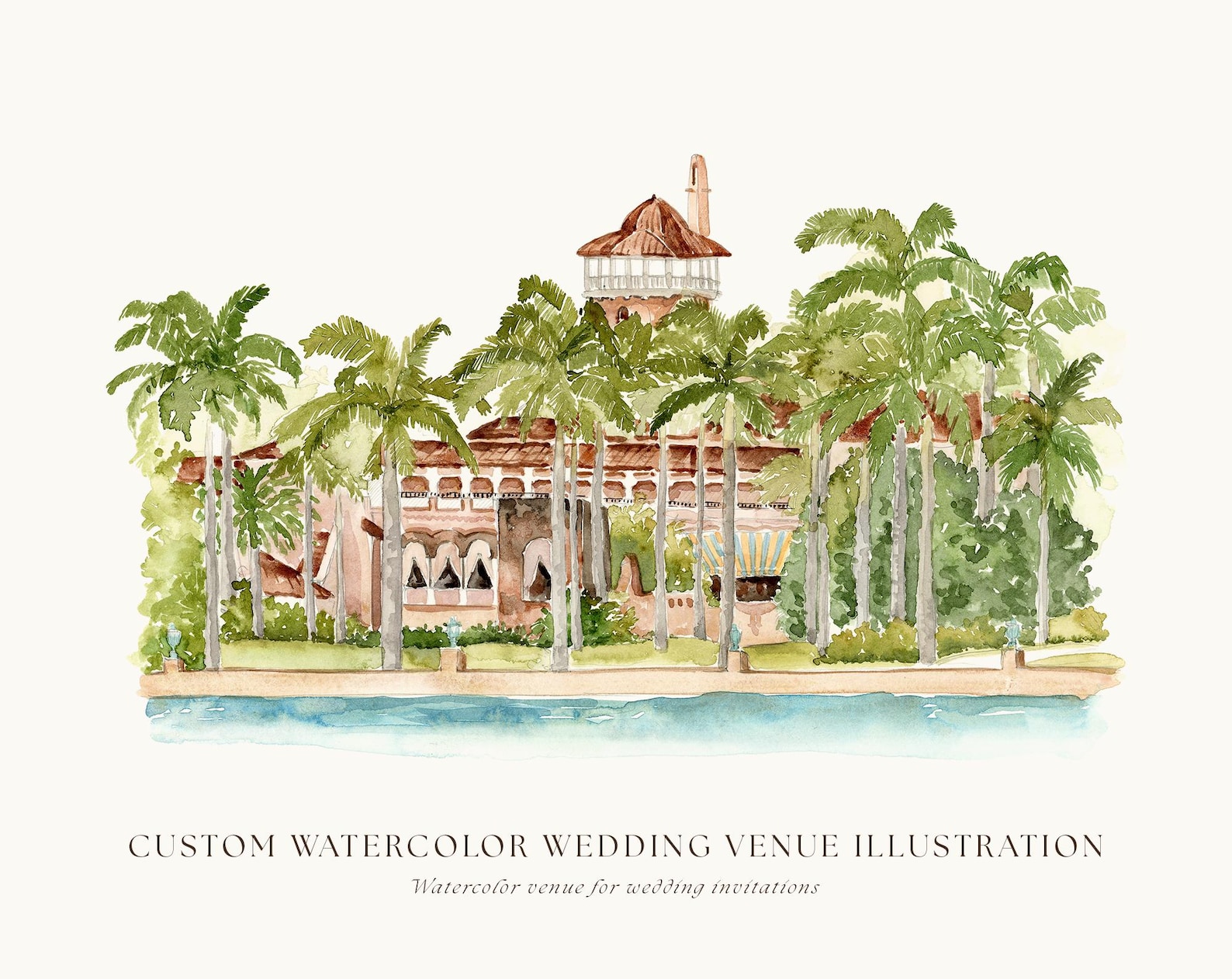 Custom Watercolor Wedding Venue, Hand Painted Wedding Invitation ...