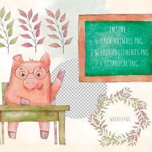School Animals Clipart, Farm Decor, Farm Animals Nursery, Back to ...
