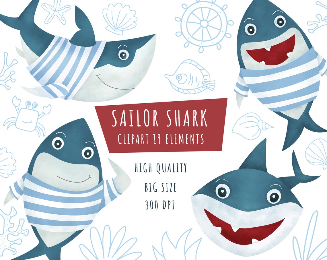 Baby Shark Birthday Clipart Baby Shower Boy Clipart Animal - Etsy