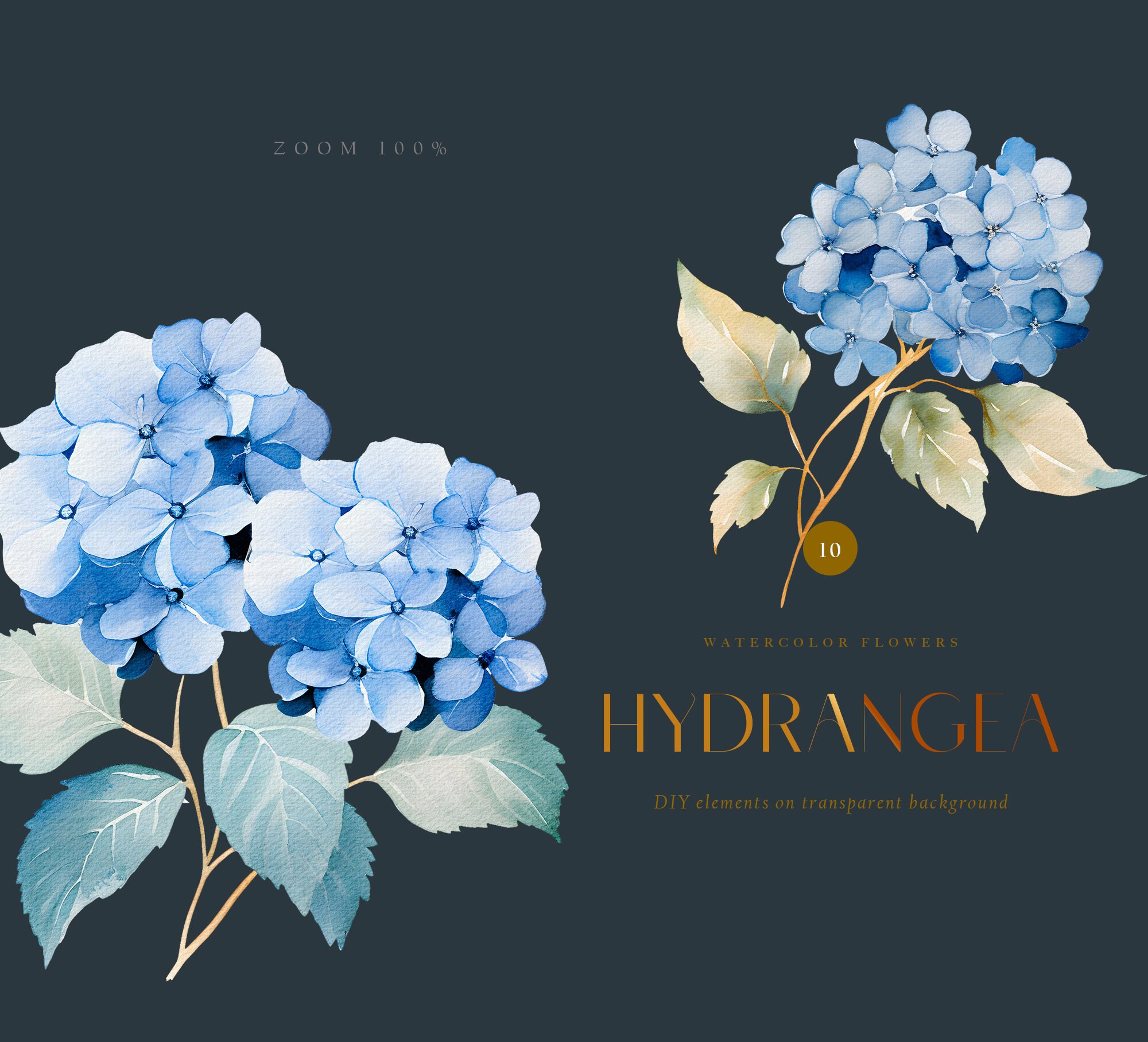 Watercolor Blue Hydrangea DIY Png Clipart, Navy Hydrangea Bouquet Png, Wedding Invitation ...