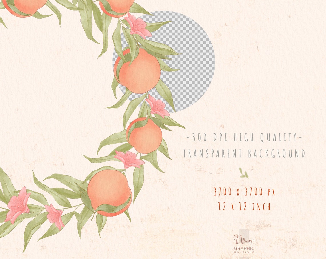 Floral Wreath Png, Watercolor Wedding Clipart, Peach Boho, Peach First ...