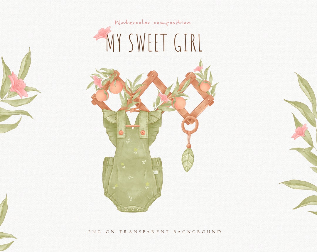 Boho Newborn Clipart, Nursery Printable Watercolor Png, Baby Clothes ...