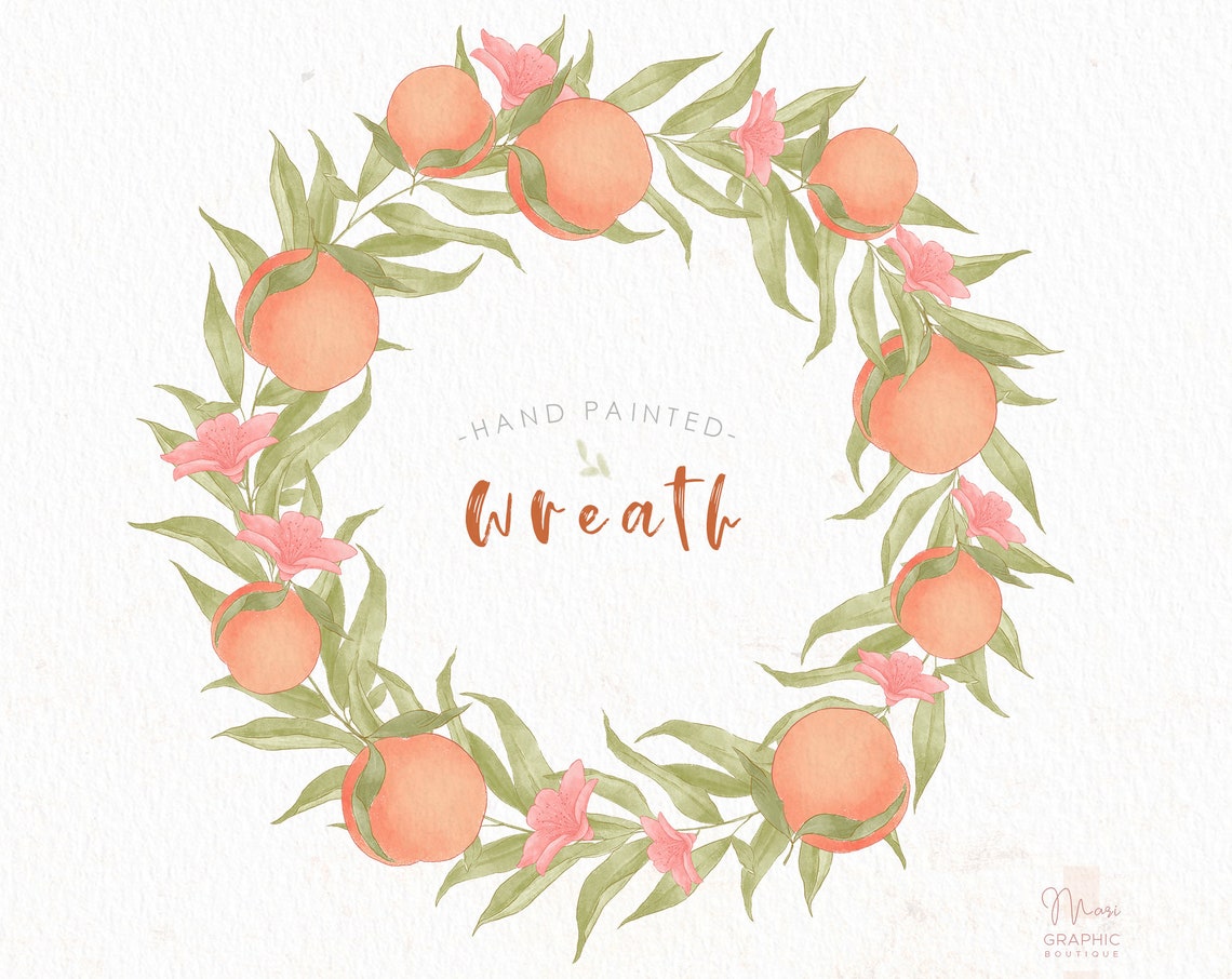 Floral Wreath Png, Watercolor Wedding Clipart, Peach Boho, Peach First ...