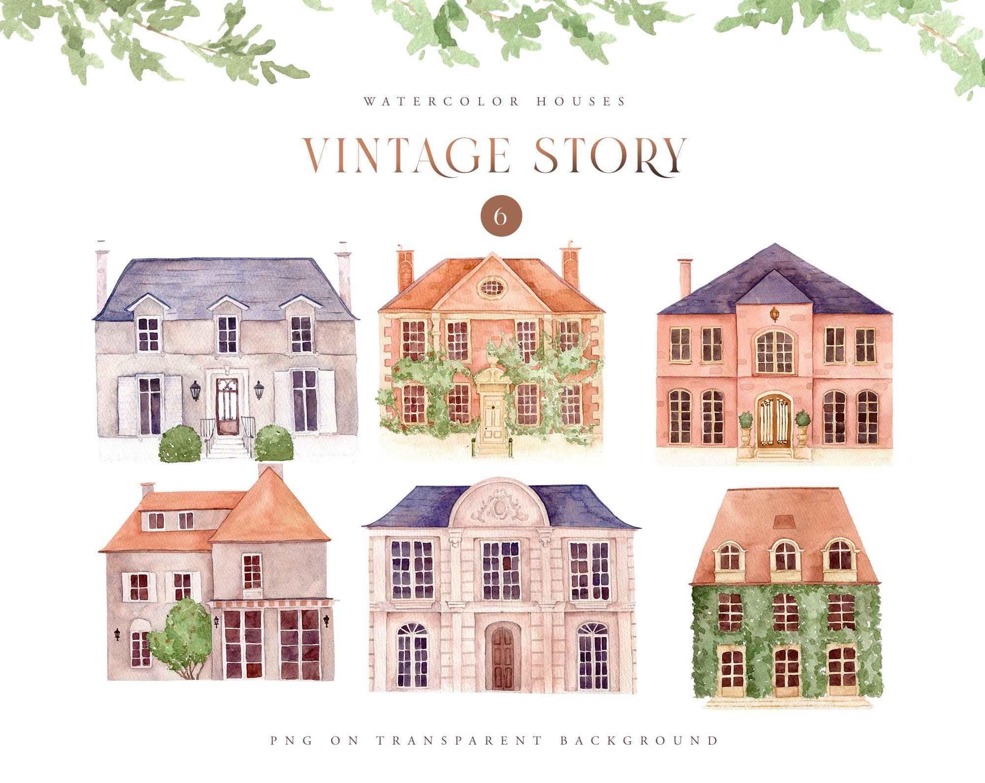 Watercolor Houses Clipart, Wedding Venue Illustration, Landscape Set ...