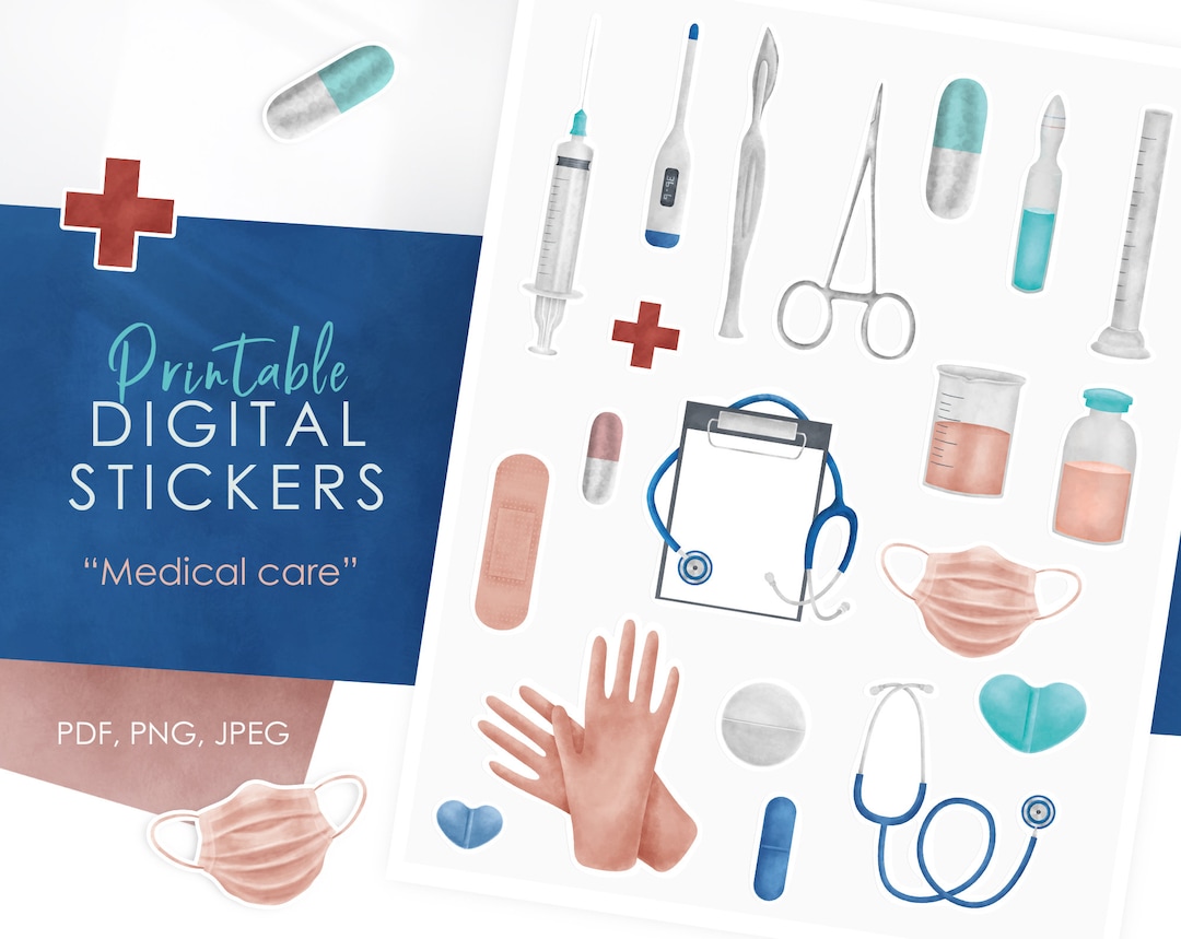 Nurse Medical Digital Stickers Healthcare Medical Stay Home Printable ...
