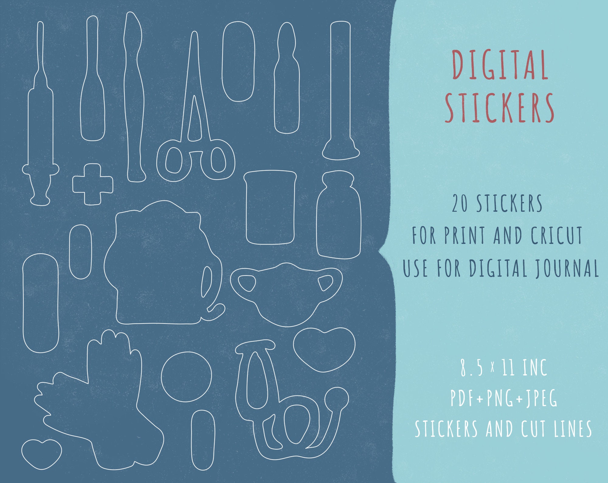 Nurse Medical Digital Stickers Healthcare Medical Stay Home Printable ...