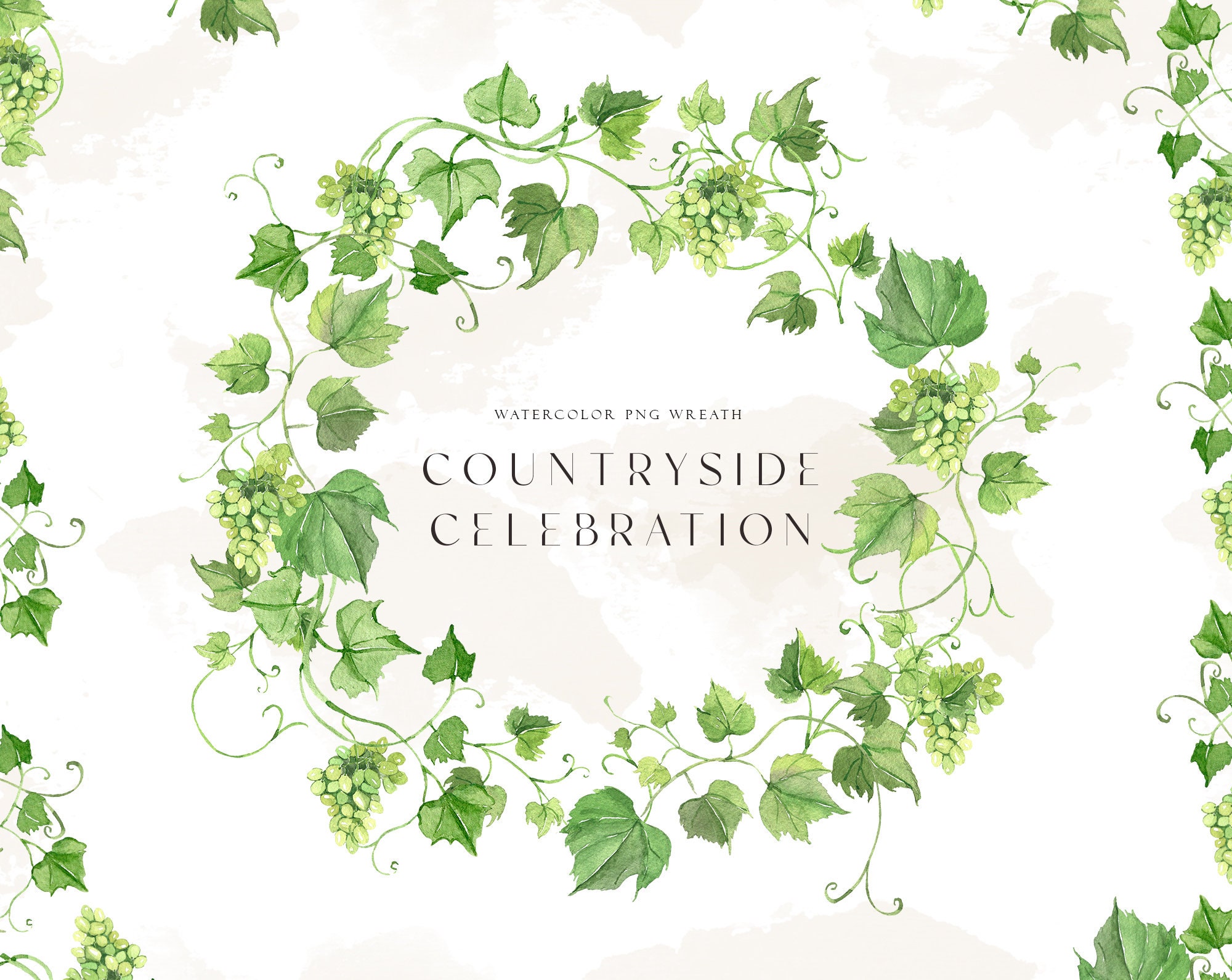 Watercolor White Grape Clipart, White Grape Wreath, Grape Frame Png ...
