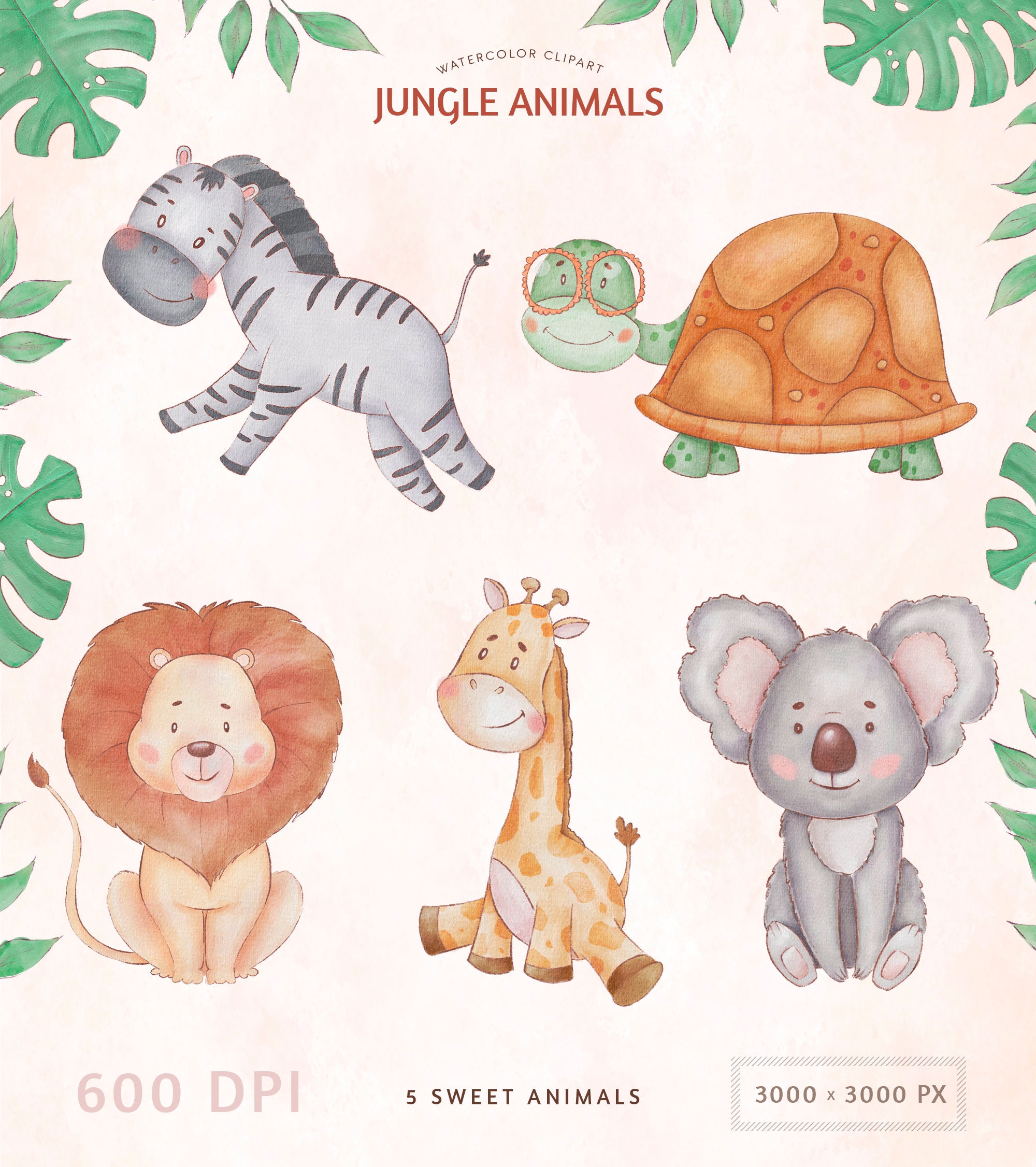 Watercolor Baby Safari Animals Clipart Jungle Animals - Etsy Australia