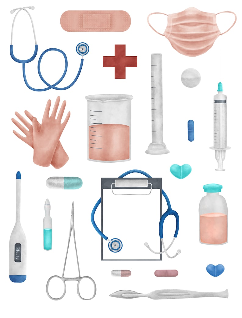 Watercolor Digital Medical Clipart Instant Download Nurse - Etsy