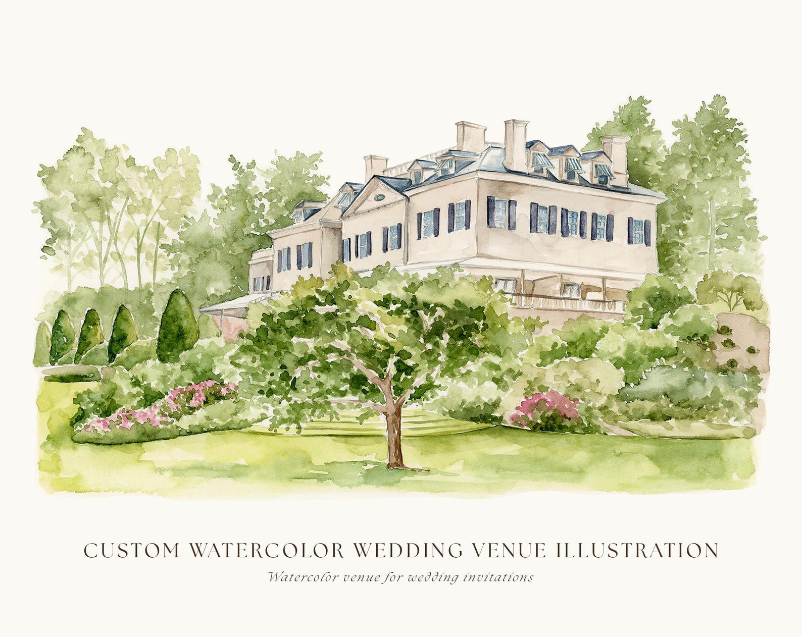 Custom Watercolor Wedding Venue, Hand Painted Wedding Invitation ...