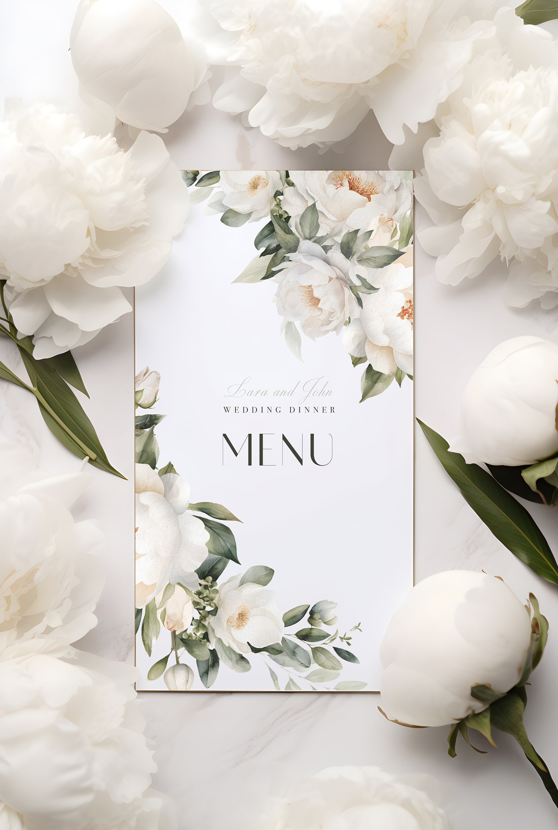 Watercolor White Peonies Clipart, Wedding White Flowers, Eucalyptus ...