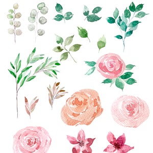 Watercolor Spring Summer Rose Clipart, Boho Floral Frame, Flower Border ...