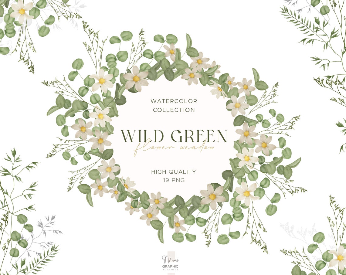 Wild rustic botanical clipart vintage flowers minimalist | Etsy