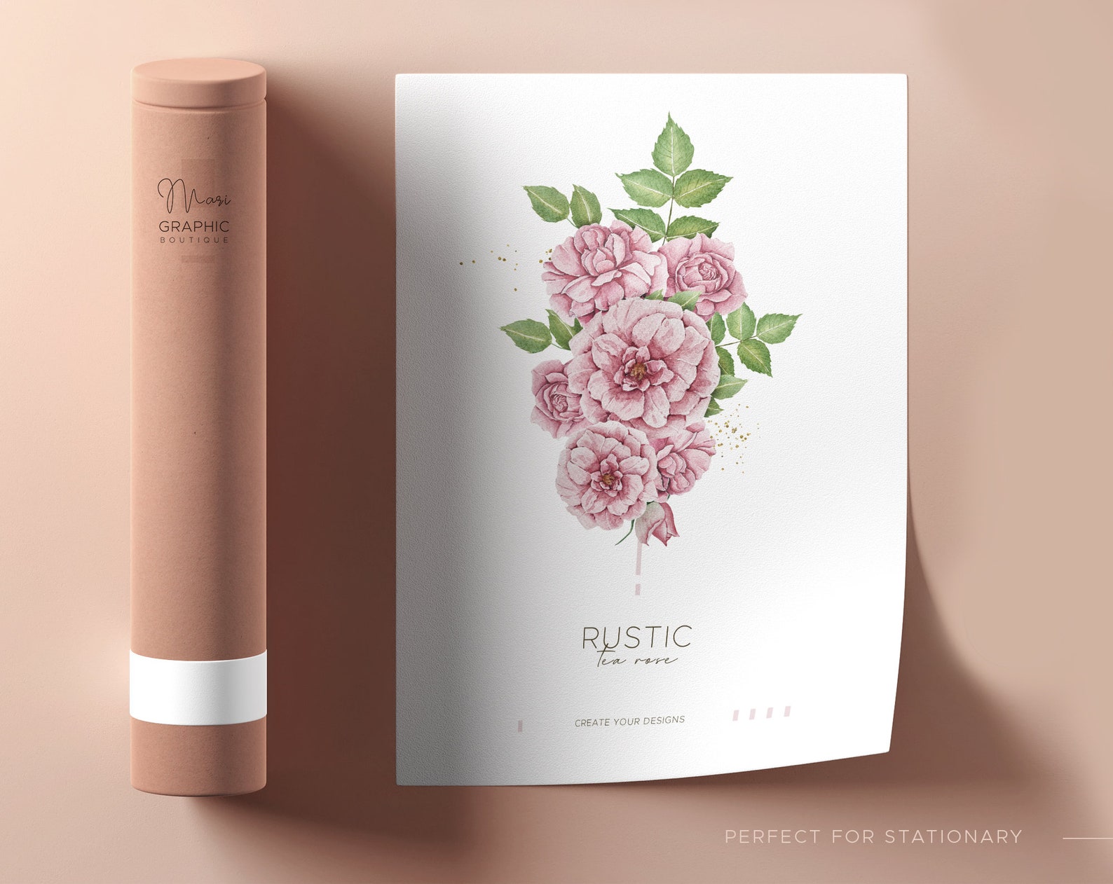 Watercolor Rustic Tea Roses Clipart, Vintage Floral Frame, Pink Rose ...