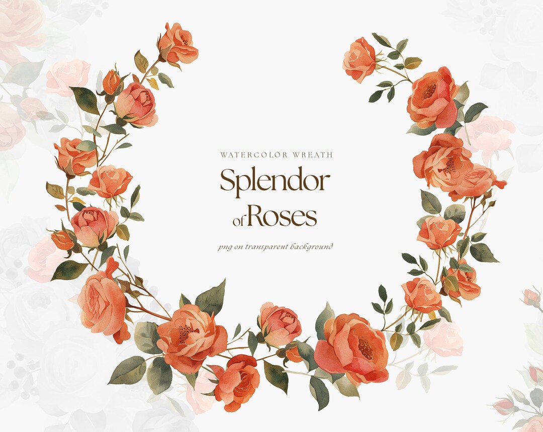 Watercolor Red Roses Wreath, Rose Frame Png, Floral Frame, Wedding ...