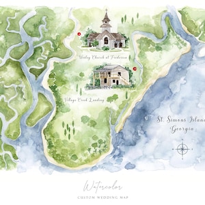 Custom Watercolor Wedding Map, Personalized Watercolor Wedding Venue ...