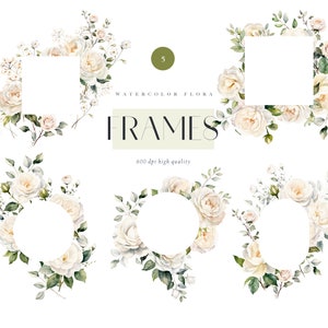 Watercolor White Peonies Frame, Wedding White Flower Frame Png, White ...