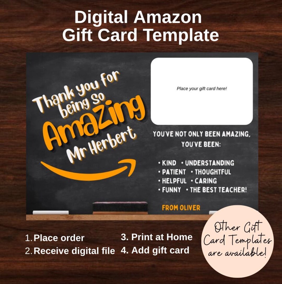 Personalised Teacher Gift Card Template, Amazon Gift Card, Digital File ...