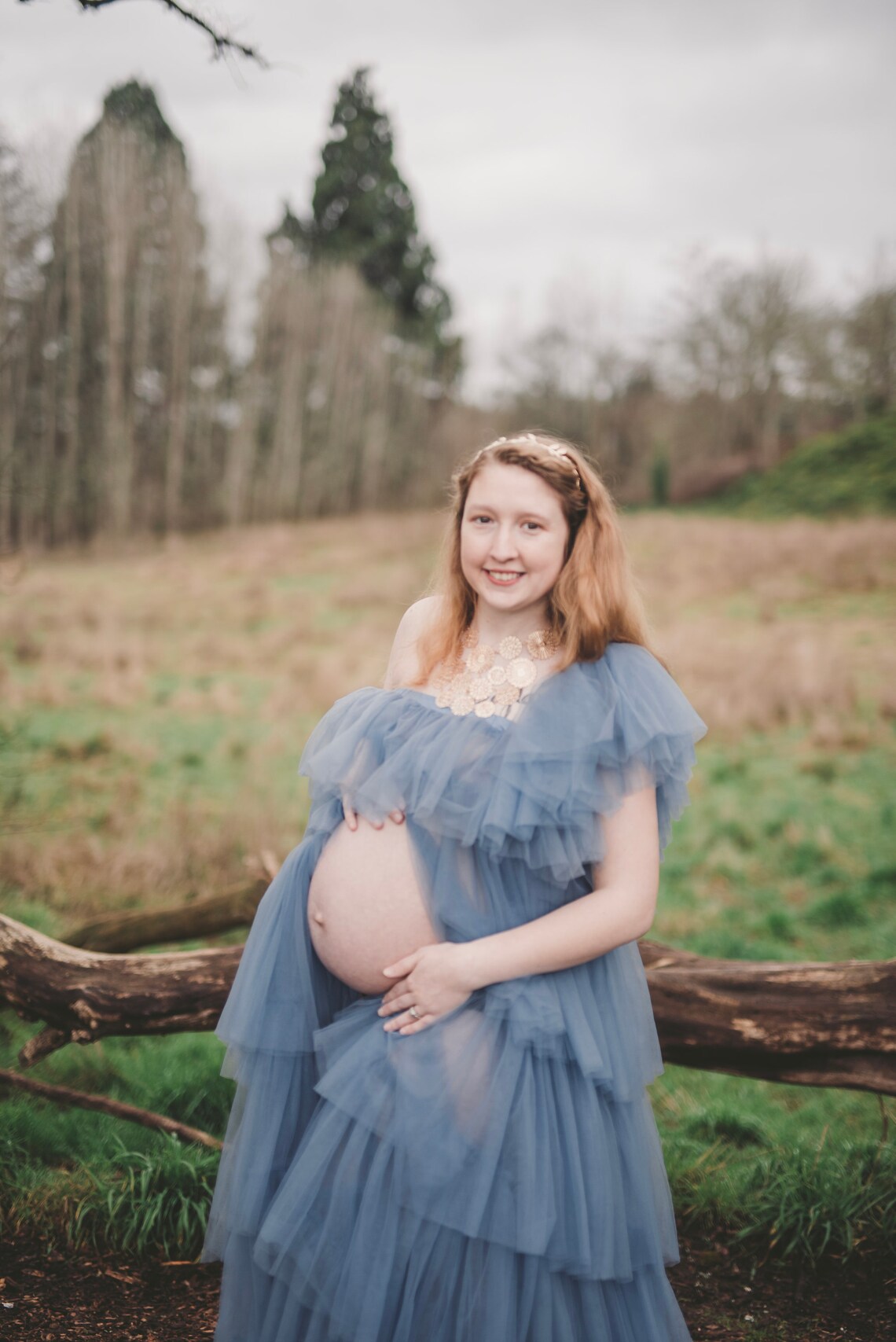 One Shoulder Tulle Maternity Dress For Photo Shoot Maternity Etsy
