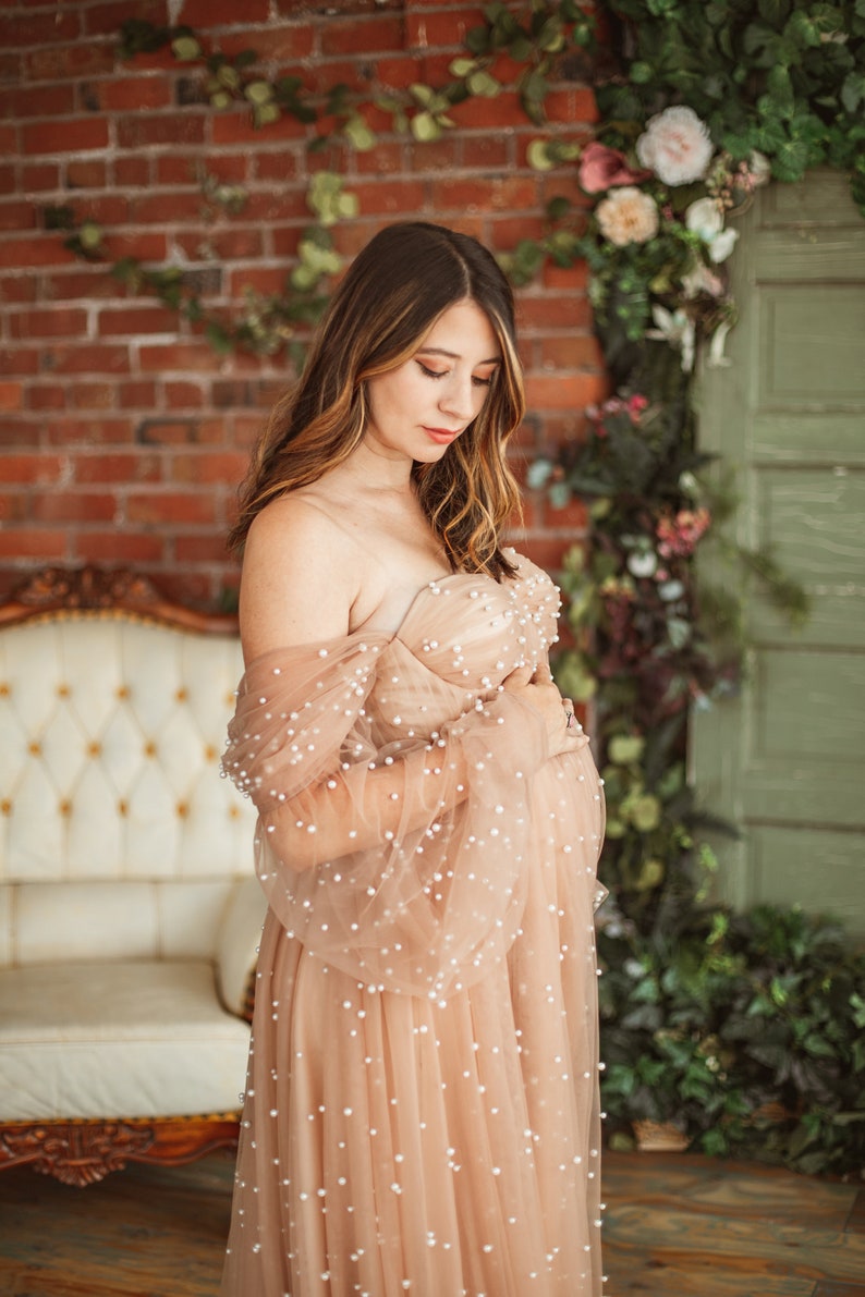 Maternity Dress For Photo Shoot Pearl Tulle Maternity Wedding Etsy