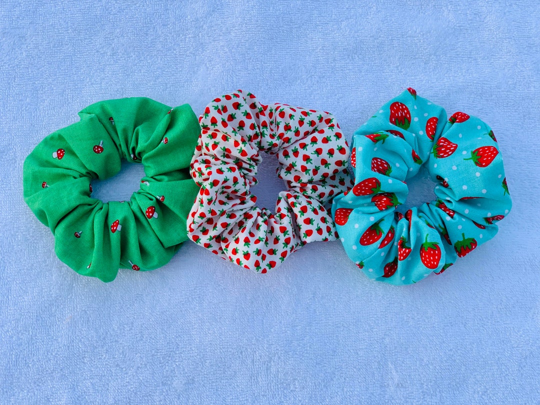 Mushroom and Strawberry Spring Scrunchies/spring Scrunchies/strawberry ...