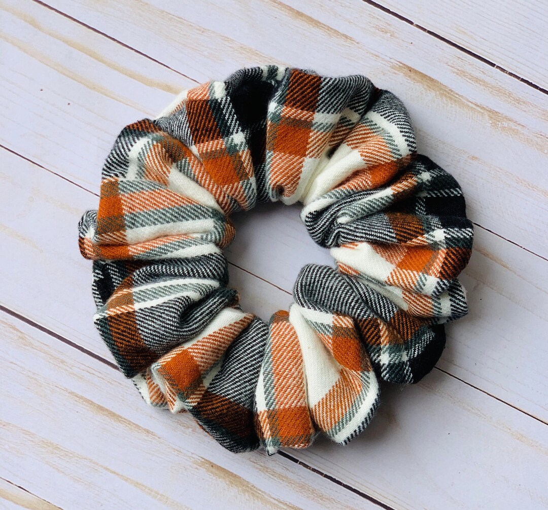 Oversized Fall Brown Plaid Scrunchie - Etsy