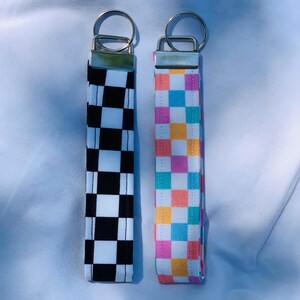 Checker Keychain Wristlet/keychain Wristlet Fobs/checkerboard Keychain ...